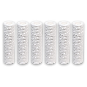 CFS 5 Micron 10" x 2.5" String Wound Sediment Water Filter Cartridge,6 Pack,Whole House Sediment Filtration, Universal Replacement for Most 10 inch RO Unit