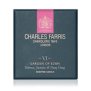 Charles Farris Luxury Scented Candle - Tuberose, Jasmine & Ylang Ylang - 50+ Hours Burn Time - Artisan Hand-Finished Glass Jar, Made in England (Garden of Eden)