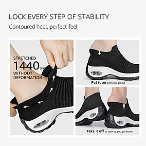 HKR Walking Shoes for Women Summer Slip On Platform Tennis Sneakers Breathable, Black/White 8.5 (ZJW1839heibai40.5)