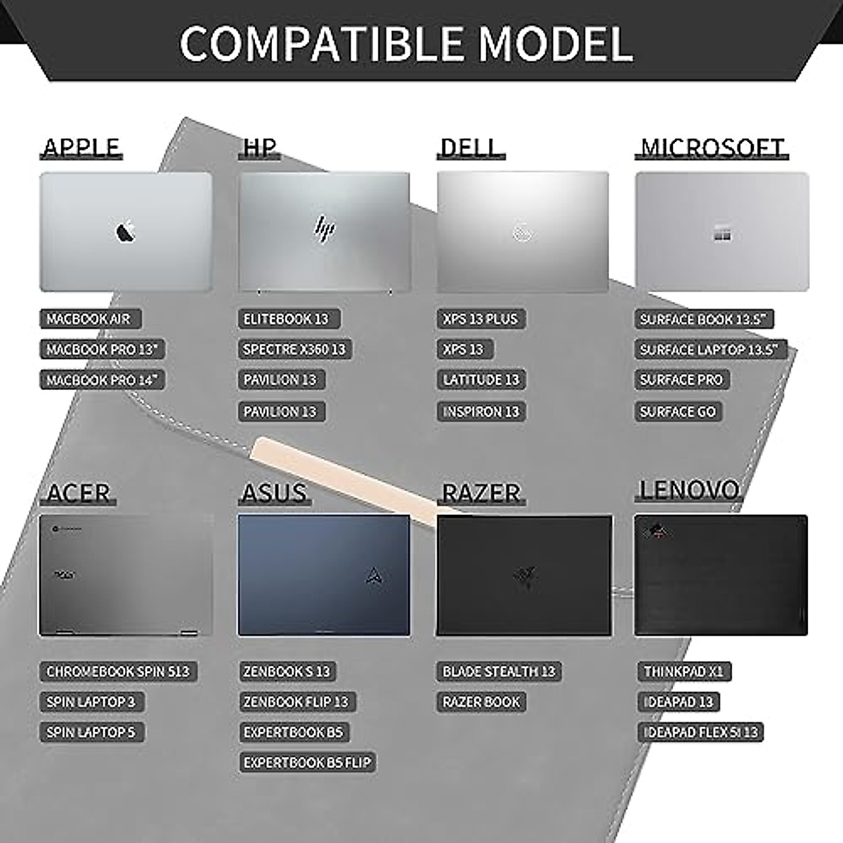 KALIDI 13.3-14 inch Laptop Sleeve Case Faux Suede Leather for 13.3 13.5 13.6 14 inches MacBook Air Pro Retina 13"-14" Surface Pro with Pouch