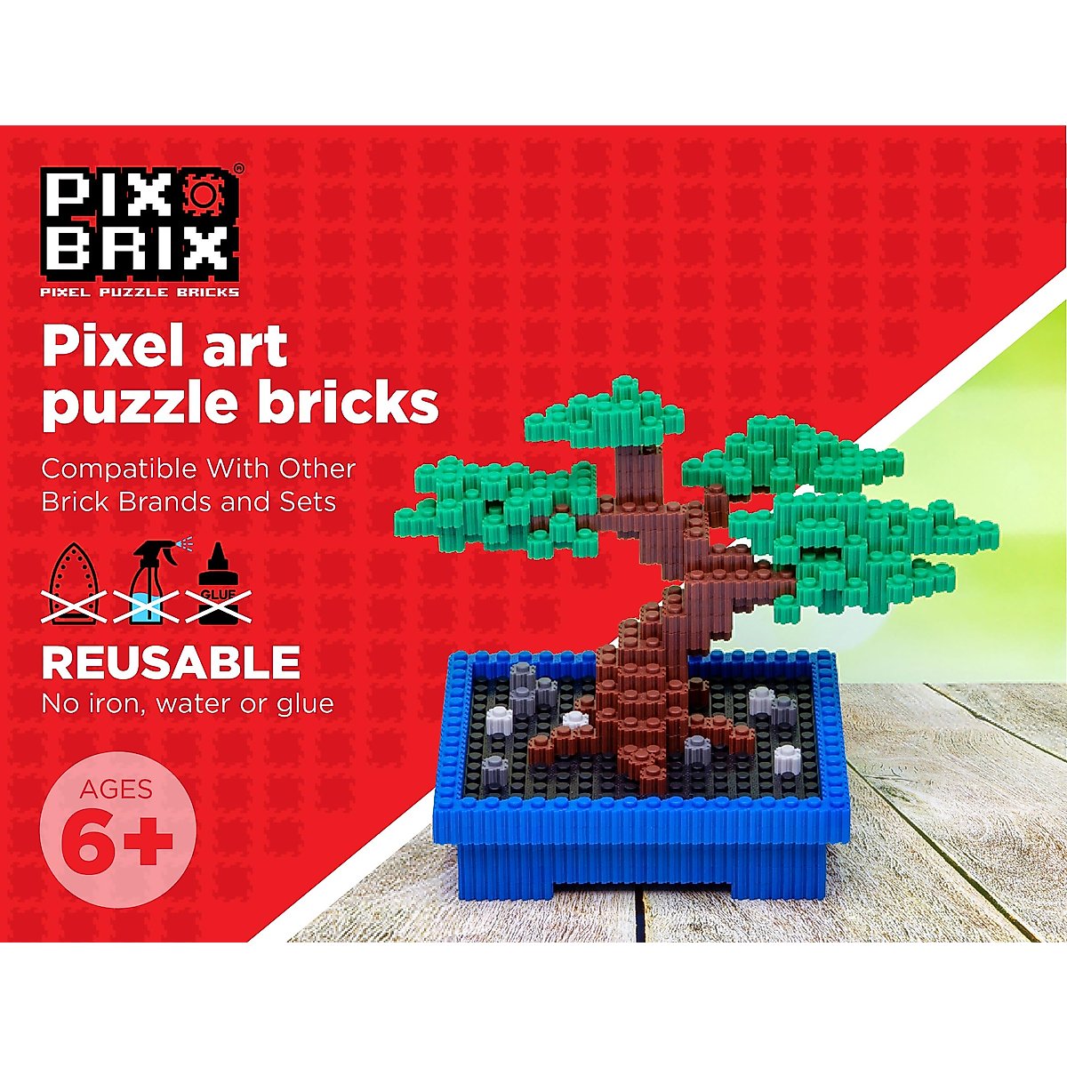 Pix Brix Pixel Art Puzzle Bricks – 6,000 Piece Pixel Art Container, 12 Color Light Palette – Interlocking Building Bricks, Create 2D and 3D Builds Without Water or Glue – Stem Toys, Ages 6 Plus