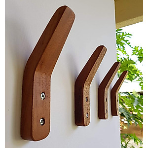 WRIGHTMART Wood Wall Coat Hook, Set of 4, Heavy Duty Hanger, Handmade of Mahogany, for Entryway, Hallway. Bathroom, Kitchen, Home Organizer for Towels, Hats, Cloths (Natural)