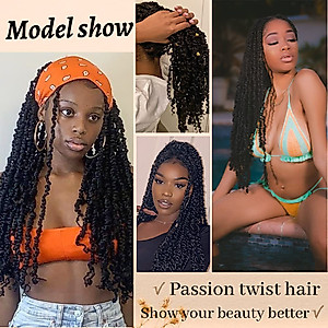 Passion Twist Hair 18 Inch Water Wave Crochet Hair 6 Packs Passion Twists Crochet Hair Long Braiding Hair Bohemian Synthetic Hair Extensions(18inch, #1B)