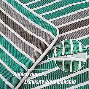 Pcinfuns Set of 2 Patio Indoor/Outdoor All Weather Decorative Throw Pillow Cover Cushion Case for Replacement 18" x 18" (Green and Grey)