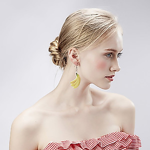 VEINTI+1 Trendy Statement Creative Funny Lifelike Fruits Acrylic Flat Earrings Banana Earrings for Women (Banana)