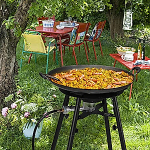 Onlyfire Paella Burner and Stand Set with 21 Inch Frying Pan and Reinforced Legs, GS300 Outdoor Cooking System Portable Propane Cooker with Wok for Backyard Camping RV