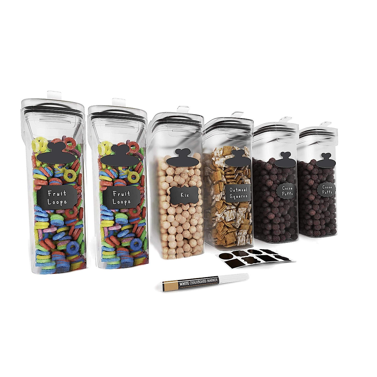 Cereal Containers Storage Set Large (6 Pack) Airtight Food Storage Containers for Kitchen & Pantry Organization, Cereal Storage Container Set for Crunchiness, 6 Pack