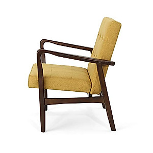 Christopher Knight Home Conrad Fabric Mid-Century Birch Club Chair, Wasabi and Dark Espresso, Mustard