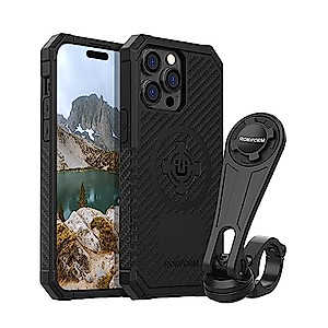 Rokform - iPhone 14 Pro Max Rugged Case + Motorcycle Handlebar Phone Mount (Black)
