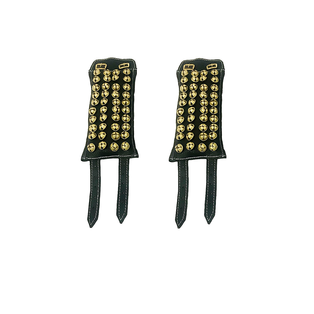 Ghungroo dancing bells ghunghroo bells ankle bells Black leather pad pair Four Line Ghungroo (40+40) Dance Accessories Kathak (16 NO.) musical anklet for Bharatnatyam classical Indian dancers