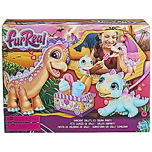 FurReal Snackin’ Sally’s Ice Cream Party Electronic Pet with 40+ Sounds and Reactions, Plus Walkalots Dinosaur; 5 Accessories; Ages 4 and Up (Amazon Exclusive)