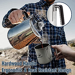 Hillbond Coffee Percolator Stainless Steel Camping Coffee Pot Outdoors 9 Cup Percolator Coffee Pot for Campfire or Stove Top Coffee Making