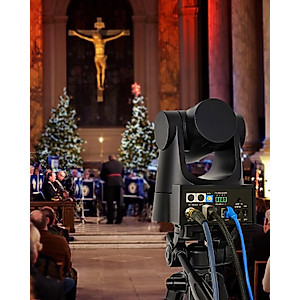 FoMaKo PTZ Camera HDMI 20x Optical Zoom 3G-SDI IP Live Streaming Camera, True to Life Colors, PoE Supports, HDMI PTZ Camera for Church Services Worship Education vMix OBS Wirecast (Black)