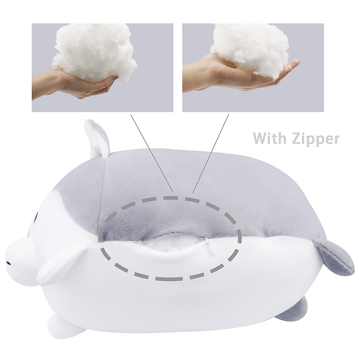 Achwishap Husky Plush Pillow 13.7‘’ Huskie Stuffed Animal,Soft Kawaii Plushie Large Hugging Pillow for Kids Girls Boys,Gray