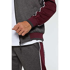 DUOFIER Men Long Sleeve Jogging Suit Zipper Top Tracksuit Sport Set Casual Comfy Sweatsuits with Pockets, Gray-2XL XX-Large