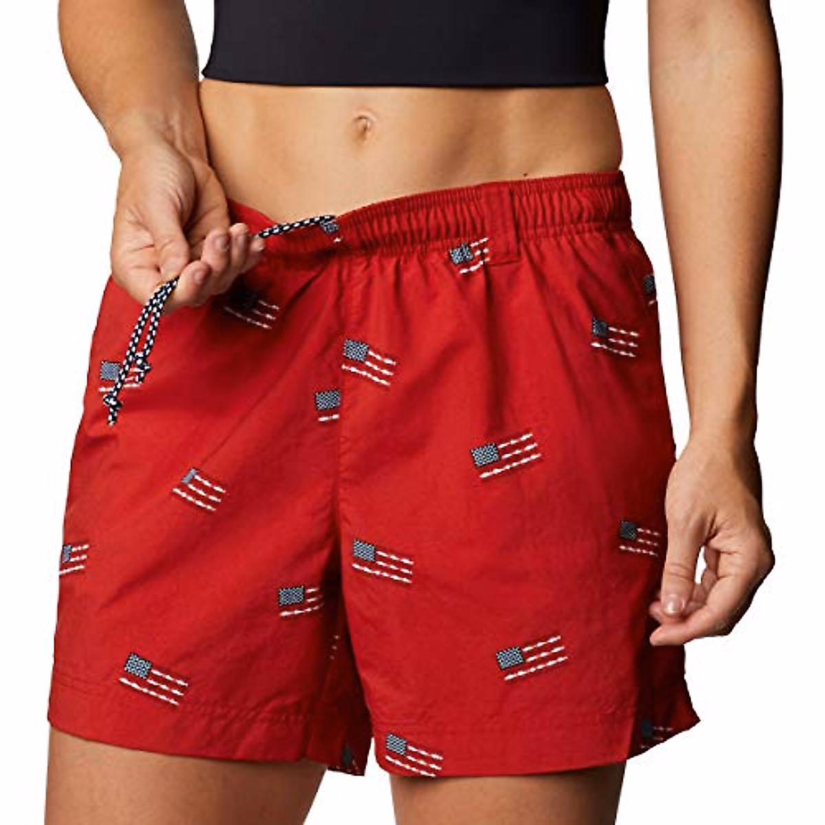 Columbia Women's W Super Backcast Water Short, Red Spark Fish Flag Print, Large x 5