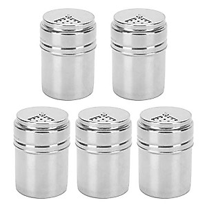 5Pcs Seasoning Bottle, Stainless Steel Spice Shaker with Rotating Cover, Spice Dispenser for Salt Powder Sugar Pepper Barbecue Tools