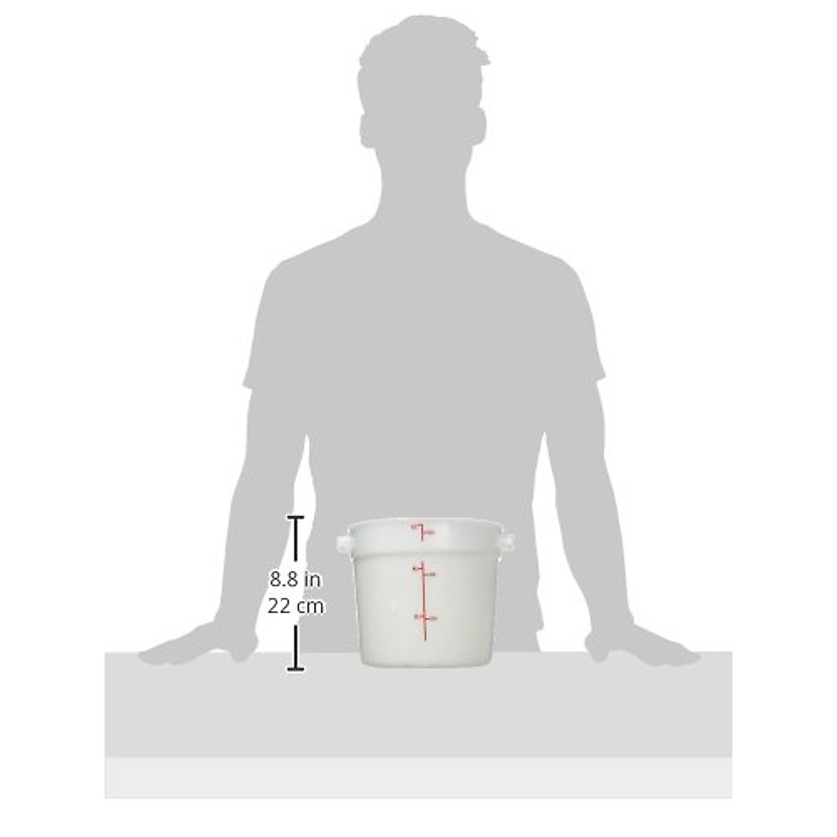 Winco Heavy-Duty Round Food Storage Container, 6 Quart, White