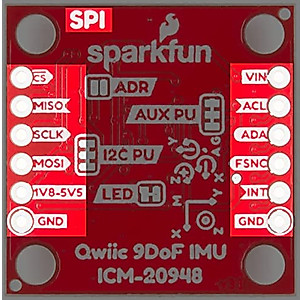 SparkFun 9DoF IMU Breakout-ICM-20948 Low Power I2C & SPI Enabled 9 axis Motion Tracking Includes Logic Shifter Qwiic Connection GPIO pins Digital Motion Processor Accelerometer Gyroscope Magnetometer