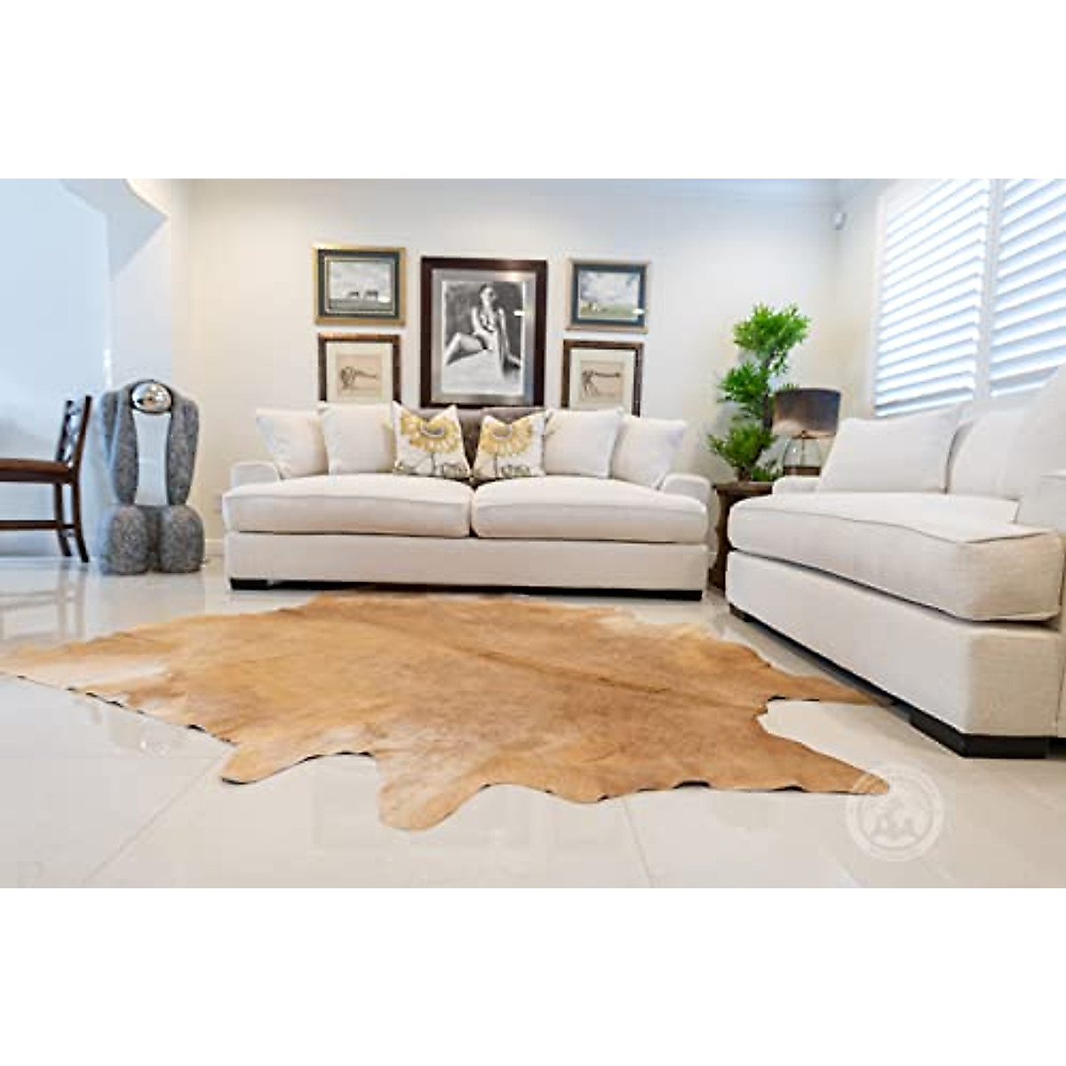 Genuine Palomino Beige Cowhide Rug Large 6 x 7-8 ft. 180 x 240 cm