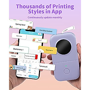 Phomemo Label Makers, D30 Portable Label Printer, Sticker Printer Ideal for School Supplies, Home&Office, Inkless Label Maker Machine with Tape, Multiple Font Styles & Templates, Purple