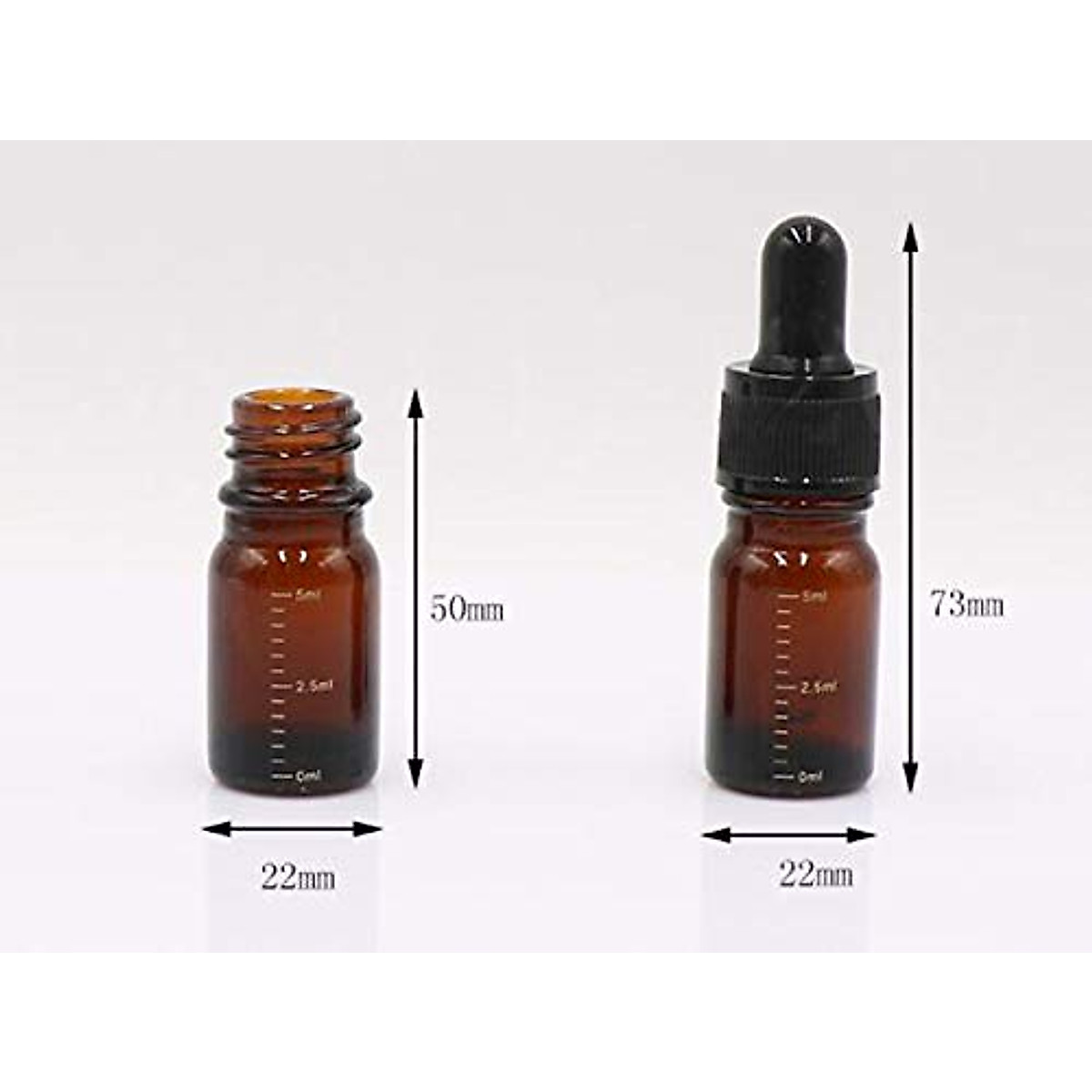 3 Pcs 5ml 0.17oz Empty Refillable Amber Glass Graduated Dropper Bottle Essential Oil Cosmetics Elite Fluid Container Jar Pot Holder with Glass Pipette Dropper