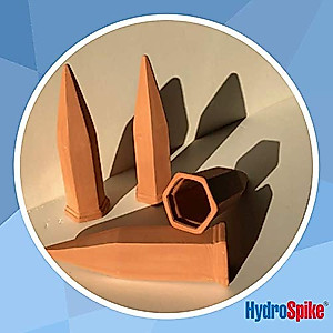 HydroSpike ClaySpike (4-Pack) Plant Terracotta Watering Spikes Kit for Outdoor Pot. 7 Inch Extra Long Stakes. Terra Cotta Self Automatic Slow Hydro Drip Irrigation System. Glass Wine Bottle Waterers