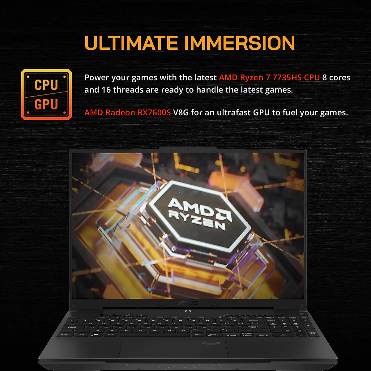 asus TUF A16 16'' FHD 165Hz Gaming Laptop, AMD Ryzen 7-7735HS, Radeon RX7600S V8G Graphics, 32GB DDR5 RAM, 1TB PCIe SSD, RGB Backlit Keyboard, Wi-Fi 6, HD Camera, Black, Win 11 Pro, 32GB USB Card