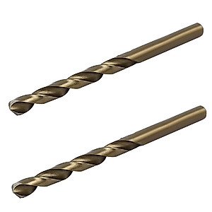 Utoolmart 2Pcs 6.5mm Heat Resistant Twist Drill Bit, Titanium Coated High Speed Steel Bit, M35 Cobalt Steel HSS-CO Grade with Straight Shank, Cut Through Hard Metals, Steel Copper, Aluminum Alloy