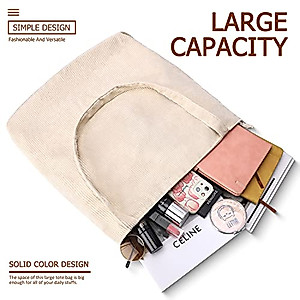 EIMMBD Corduroy Tote Bag for Women - Crossbody Bag Casual Tote Handbag Shoulder Boho Bag Large Tote Bag with Pockets for School Office Shopping Travel Work (Beige)