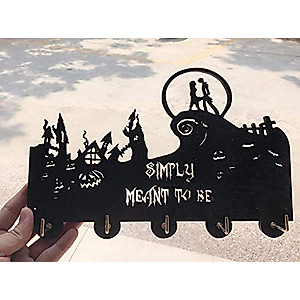 The Nightmare Before Christmas Key Hooks-Wall Hooks Heavy Duty 20LB(Max),Wall Décor,Wood Coat Hooks, Key Holder,Key Hanger for Wall、Entryway and Kitchen