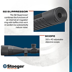 Stoeger S8000-E TAC Airgun Combo - .177 Caliber - Black Synthetic with 3-9x40 Adjustable Objective Scope