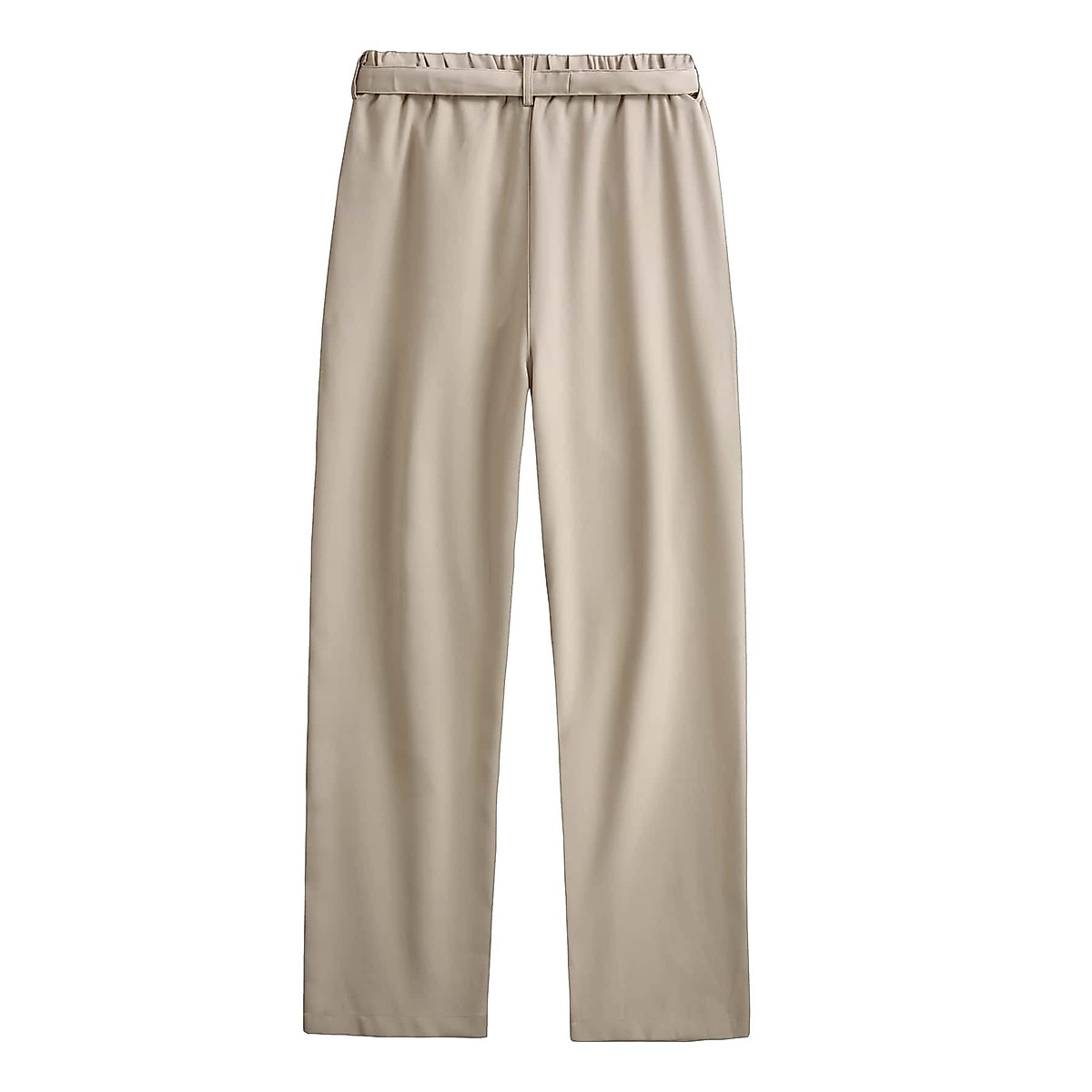 OYOANGLE Men's Fold Pleated Straight Wide Leg Suit Pants Business Casual Pants with Pocket Khaki Large