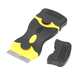Razor Blade Scraper 2Pcs Multi Purpose Cleaning Razor Scraper 2 in 1 Razor Scraper Tool Glass Scraper for Windows Decals Tint(Black+Yellow)