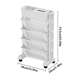 Mobile Bookshelf with Wheels,Moveable Bookshelf Organizer,Multilayer Capacity for Home 6 Tier Rolling Book Cart for Office & Classroom