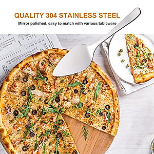 Cake Spatula 304 Stainless Steel Pie Pizza Spatula Serrated Cake Pie Pastry Server, 11.7inch Long