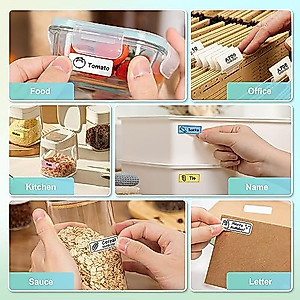Nelko Label Maker Machine with Tape, P21 Portable Bluetooth Label Printer, Wireless Built-in Cutter Sticker Maker Mini Label Makers with Multiple Templates for Organizing Storage Office Home, White