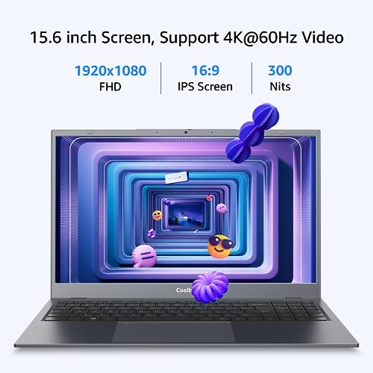 Coolby 15.6inch Windows 11 Laptop, 16GB RAM/1TB NVMe SSD, 1920x1080 IPS Display, Intel N95 Quad Core Laptop Computer, Support 2.4G/5G Hz WiFi, BT, RJ45, Type-c PD 3.0 Charging