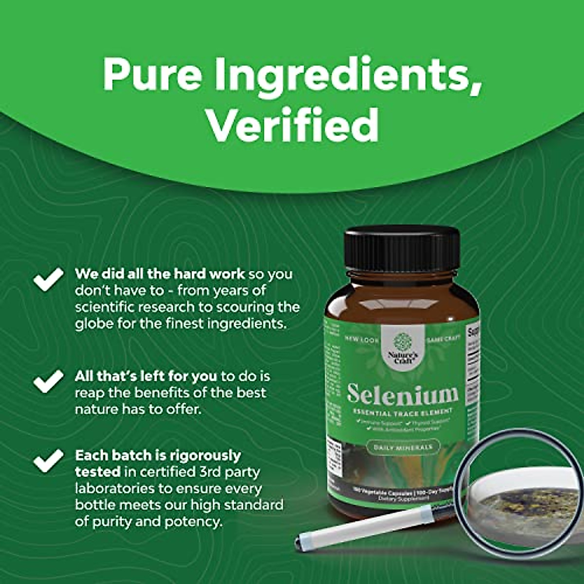 Pure Selenium Thyroid Support Supplement - Selenium 200mcg Antioxidant Supplement and Natural Immune Booster for Adults - Adult Immune Support Vitamins and Mind and Memory Supplement for Brain Support