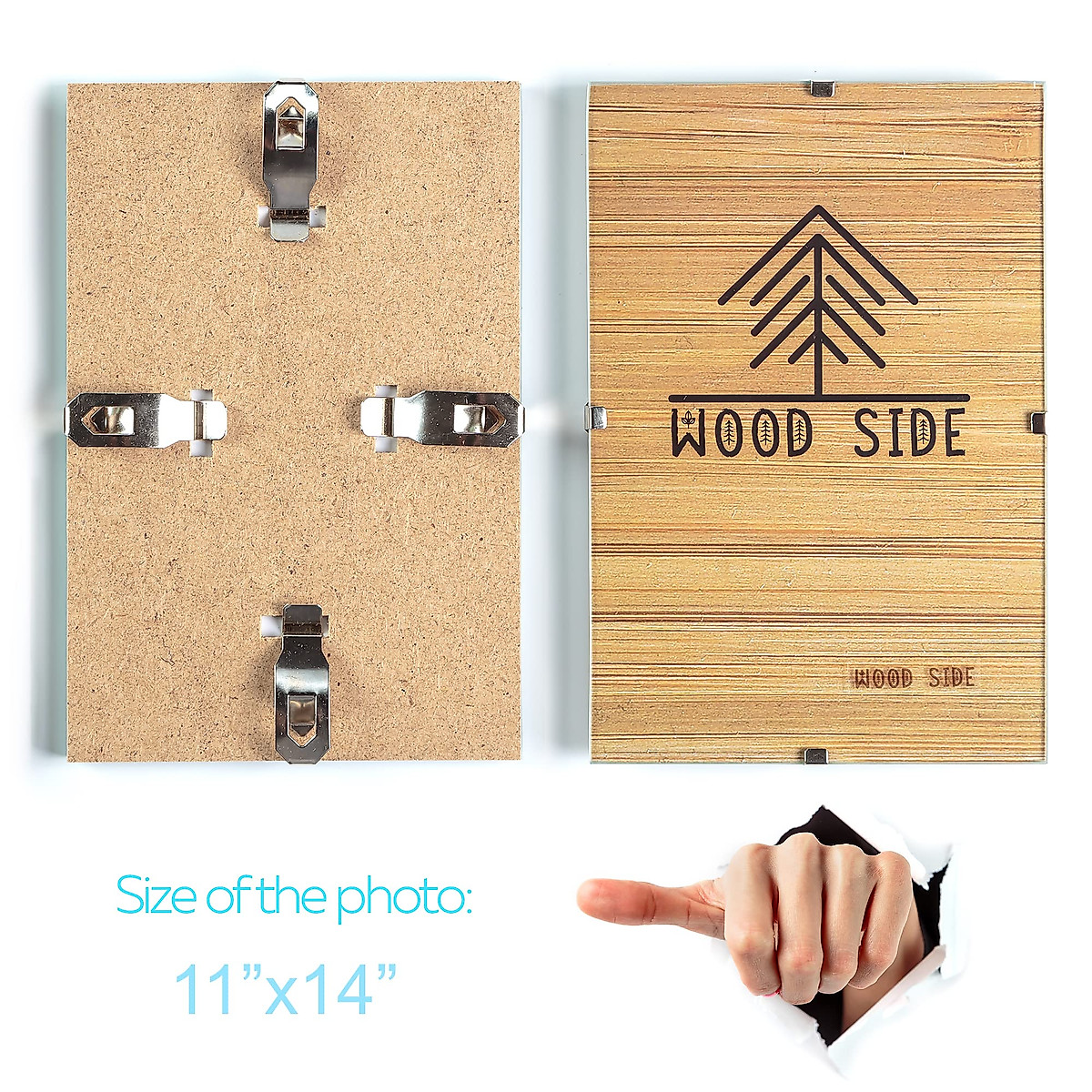 WOOD SIDE ORBIS Glass Clip Picture Frames 11x14 - Pack of 2, Clear Craft Photo Frames