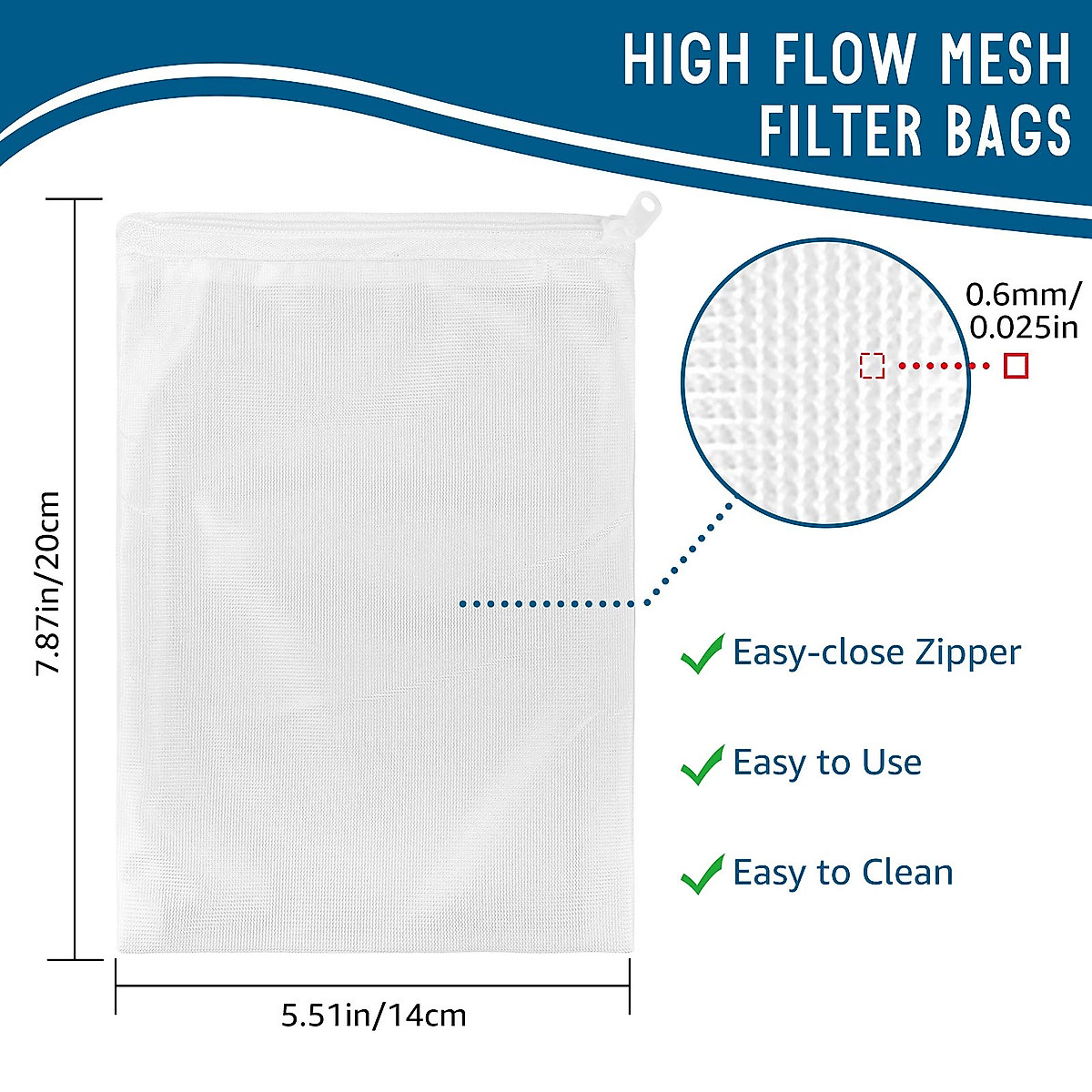 MyfatBOSS Aquarium Filter Media Bags - Extra Fine - 10 PCS Fine Mesh Reusable Nylon Net Filter Bags with Plastic Zipper for Extra Fine Resins Filter, 7.9 x 5.5 Inch