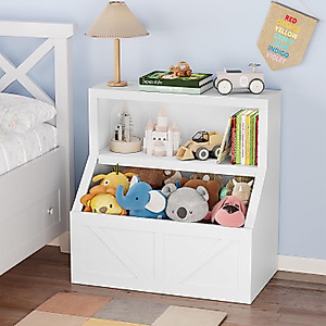GAOMON Kids Bookshelf, Wooden Toy Storage Organizer with Cubby, Toddler Bookcases Fit for Playroom, Children's Room, Bedroom, Nursery School