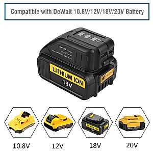 Qjin USB Charger for Dewalt 10.8V - 20V Battery, Power Tool Battery Charger Adapter (Battery Not Included)