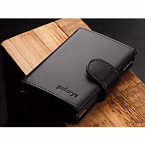 pularys Mini Wallet LONDON - Credit Card Holder Made of Italian Leather - RFID blocking - Up to 9 Card Slots - Coin Pocket - For Men and Women - Classic Design