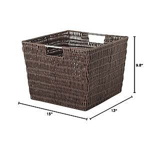 Whitmor Rattique Storage Tote Basket - Java 13W x 15D x 9.63H in.