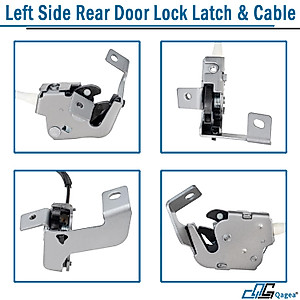 Rear Door Lock Latch & Cable - Left Driver Side - Replacement for 1999-2007 Ford F250 F350 F450 F550 Super Duty, Upper and Lower Locking Latches Assembly Replaces# 6C3Z-28264A01-A 6C3Z28264A01A