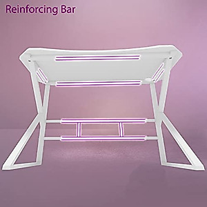 Natwind 47" Ergonomic Gaming Desk K-Shaped Computer PC White Desk Kid Student Writing Study Table Simple Modern Elegant Style Game Table Gamer Workstation for Home Office Bedroom（White）