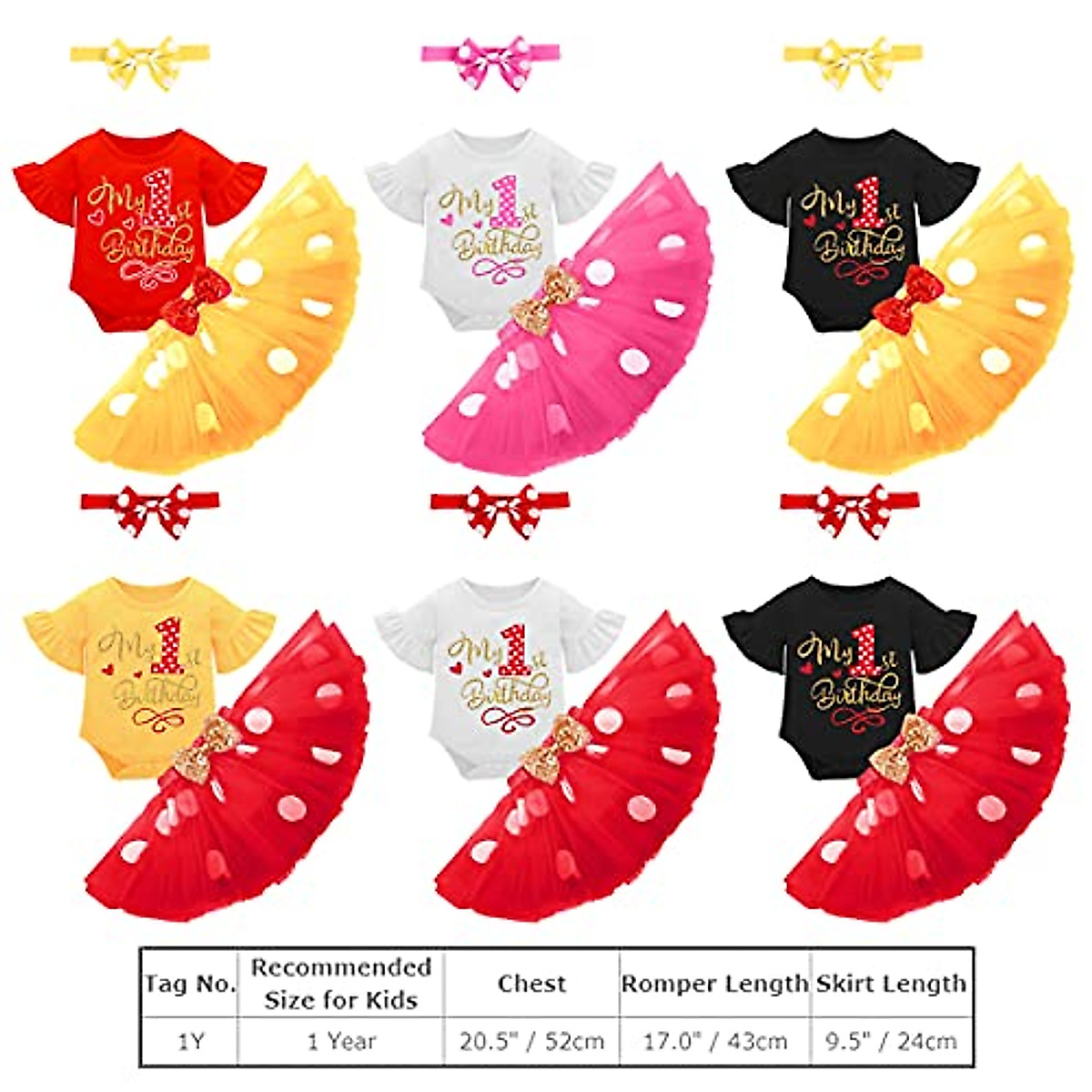 IBTOM CASTLE It's My 1st Birthday Outfit For Baby Girls First Birthday Gift Wild ONE Bodysuit Romper Onesie Sequin Bow-tie Tulle Tutu Polka Dots Skirt for Photo Shoot w/Ears Headband Blue 1T