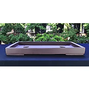 Oversize Large Unglazed 32" Rectangular Flat Yixing Purple Clay Ceramic Bonsai Pot(PA63-31)