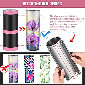 6 Pack Silicone Bands for Sublimation Tumbler Sublimation Silicone Bands Rubber Bands Elastic Sublimation Paper Holder Water Bottle Bands for Wrapping Cups Reducing Ghosting Art DIY (Pink, 8.27 Inch)